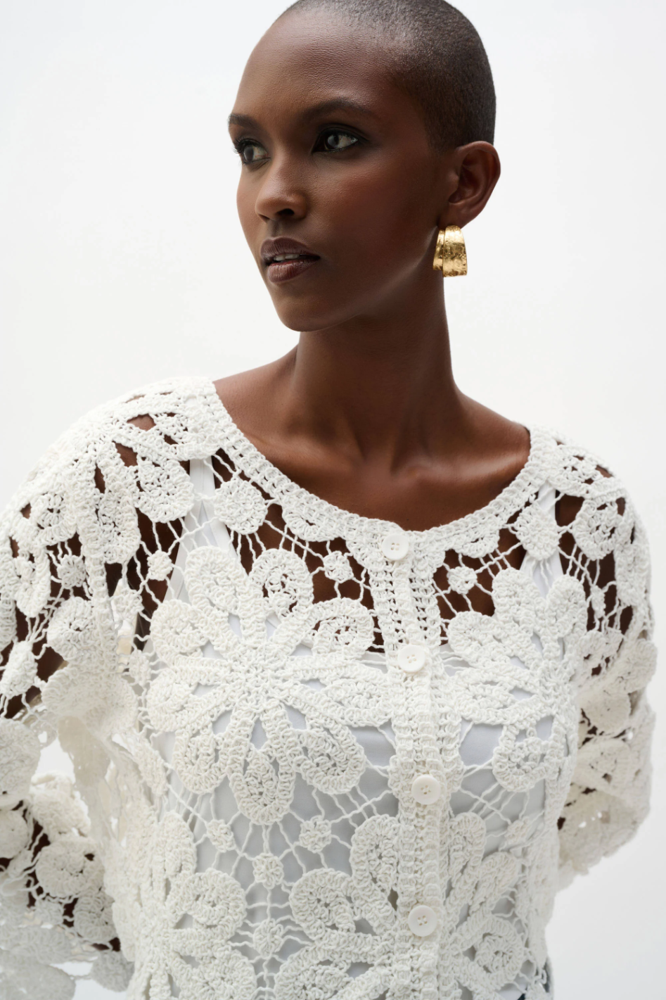 Joseph Ribkoff Crochet Boxy Cardigan | Vanilla | 262958 – Labels By The Bay
