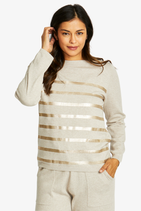 Ping Pong Galactic Pullover | Oatmeal Marle/Gold – Labels By The Bay