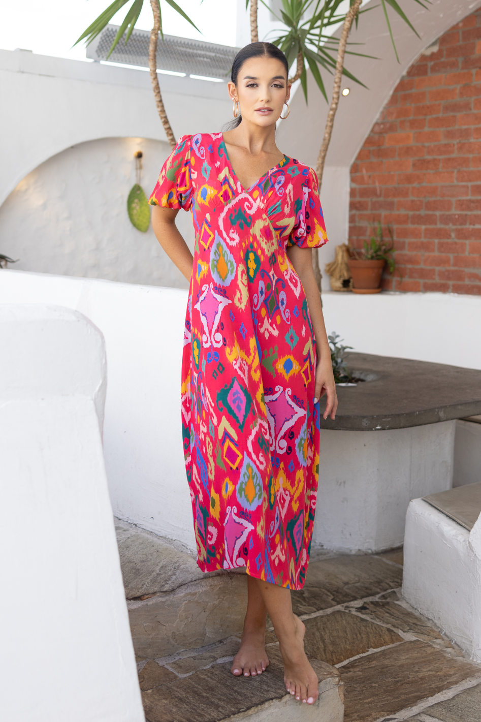Two T's Ikat Midi Dress | Ikat Print | 3231 – Labels By The Bay