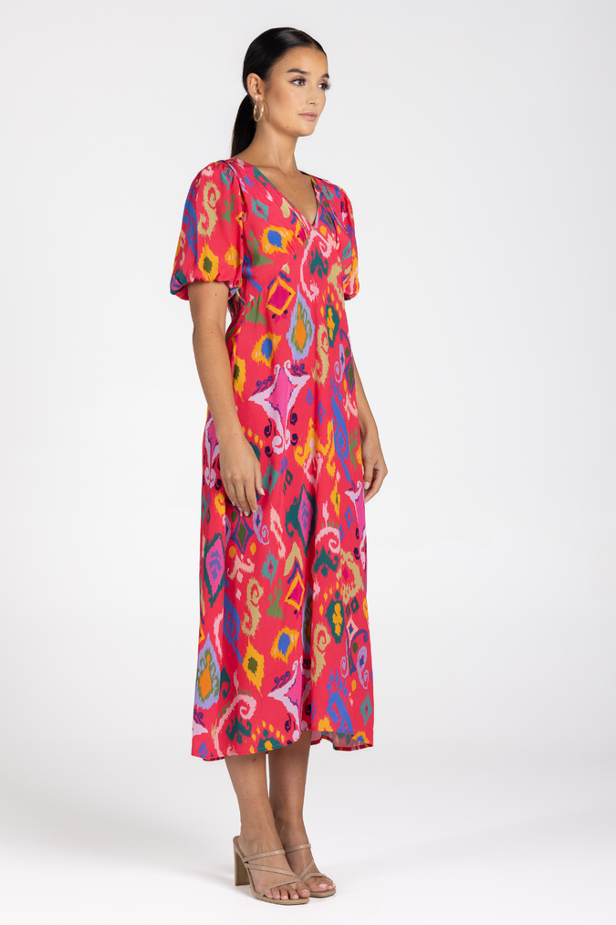 Two T's Ikat Midi Dress | Ikat Print | 3231 – Labels By The Bay